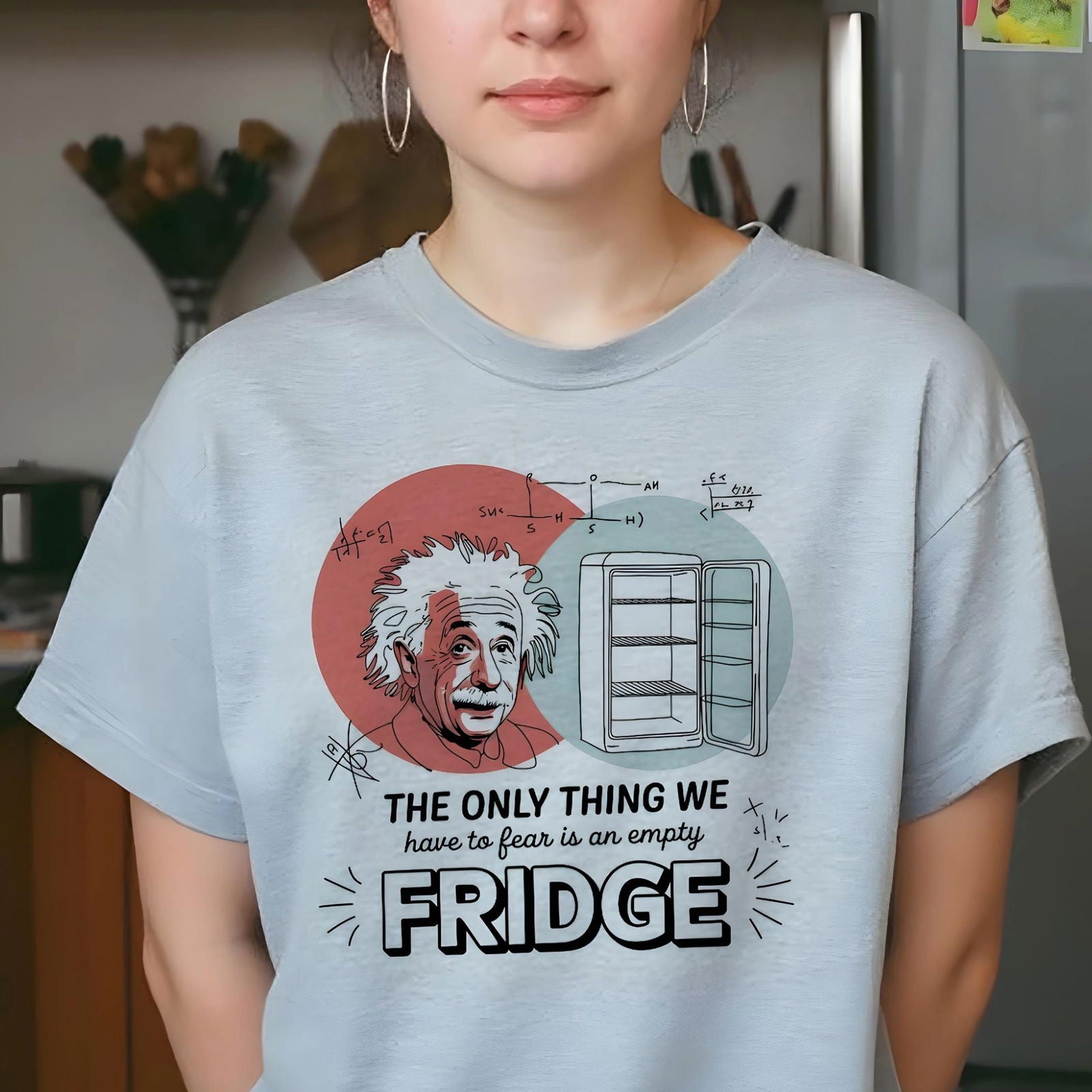 Einstein's Empty Fridge Fear - Funny Science T-Shirt – Text Tease